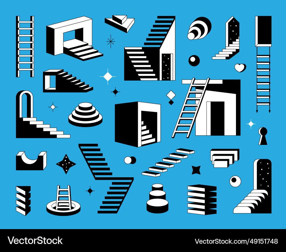 Ladder shapes abstract retro game obstacles set Vector Image
