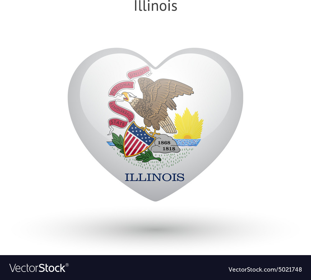 Love illinois state symbol heart flag icon Vector Image