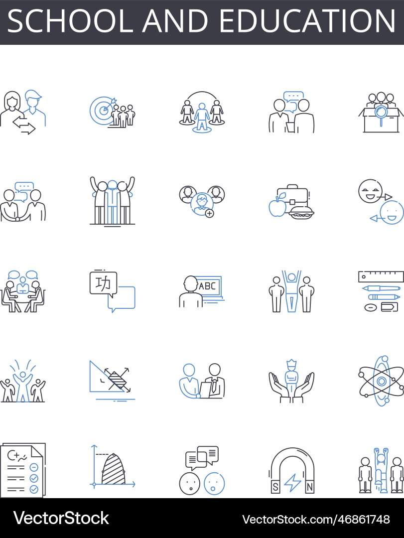 School and education line icons collection Vector Image