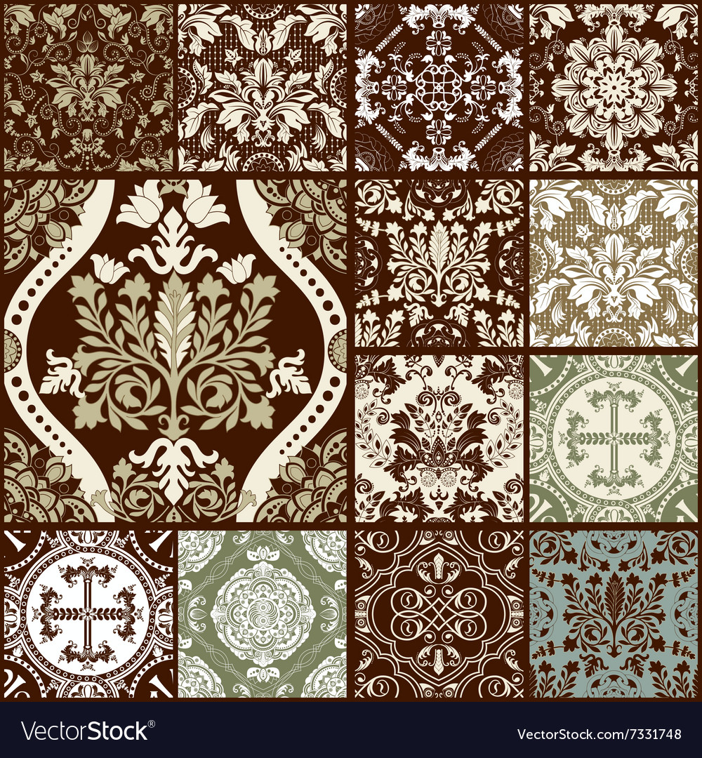 Seamless patchwork pattern ornaments Royalty Free Vector