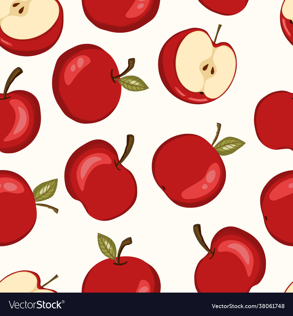 Seamless Pattern With Apple On White Background Vector Image