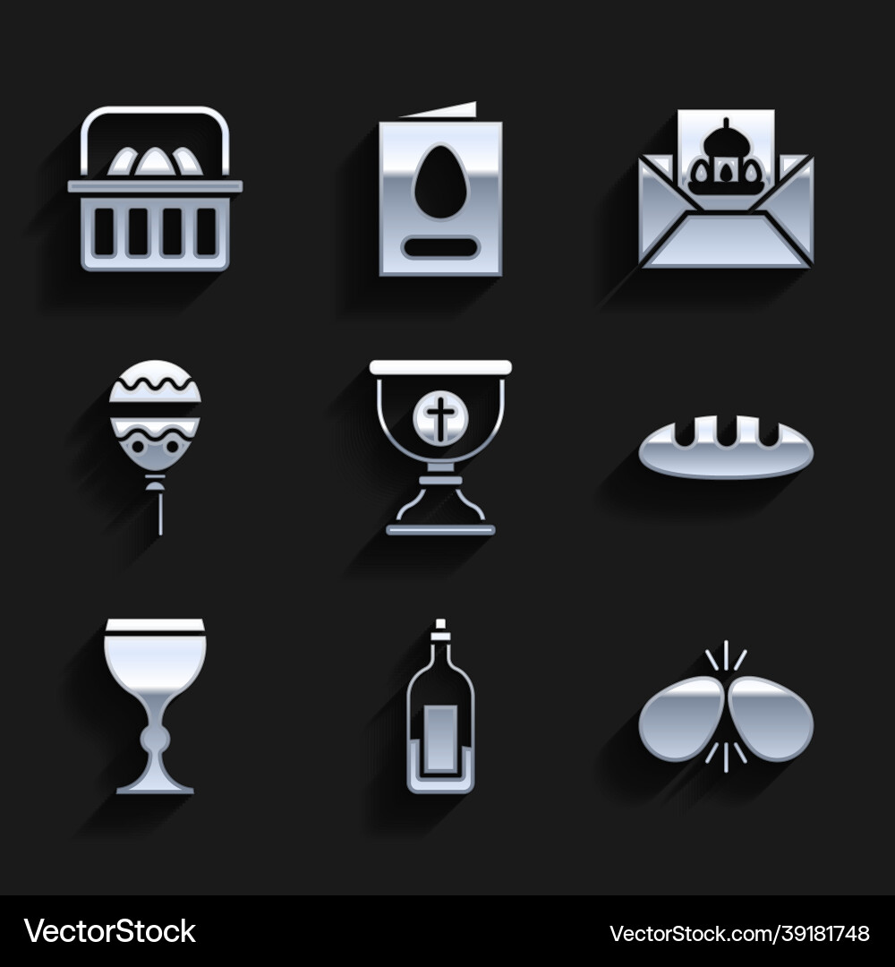 Set christian chalice bottle of wine easter eggs Vector Image