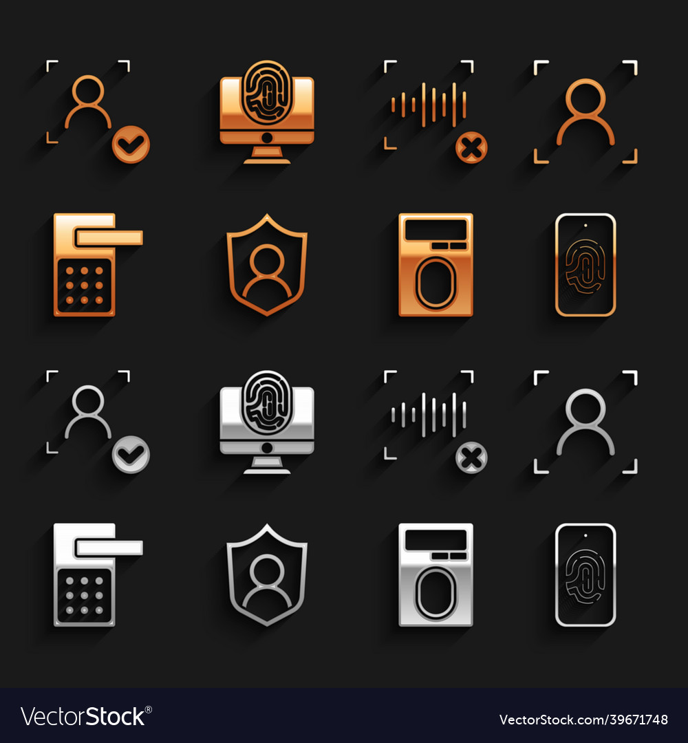 Set user protection face recognition mobile Vector Image Set user protection face recognition mobile Vector Image