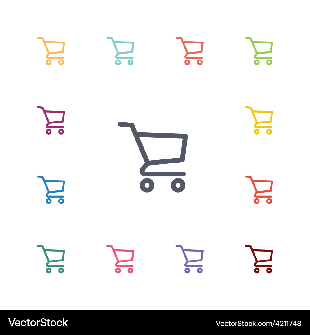 Shopping cart flat icons set Royalty Free Vector Image