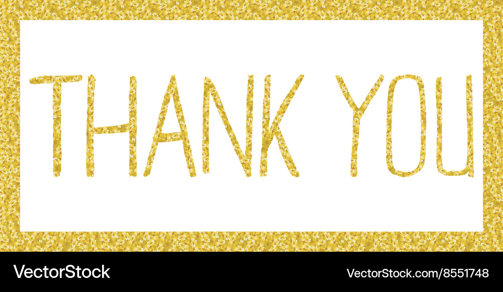 Thank you lettering in gold Royalty Free Vector Image