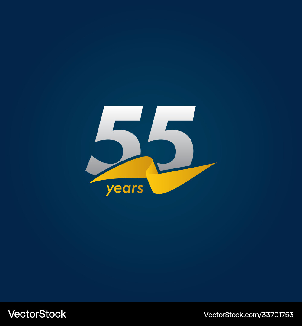 55 years anniversary celebration white blue Vector Image