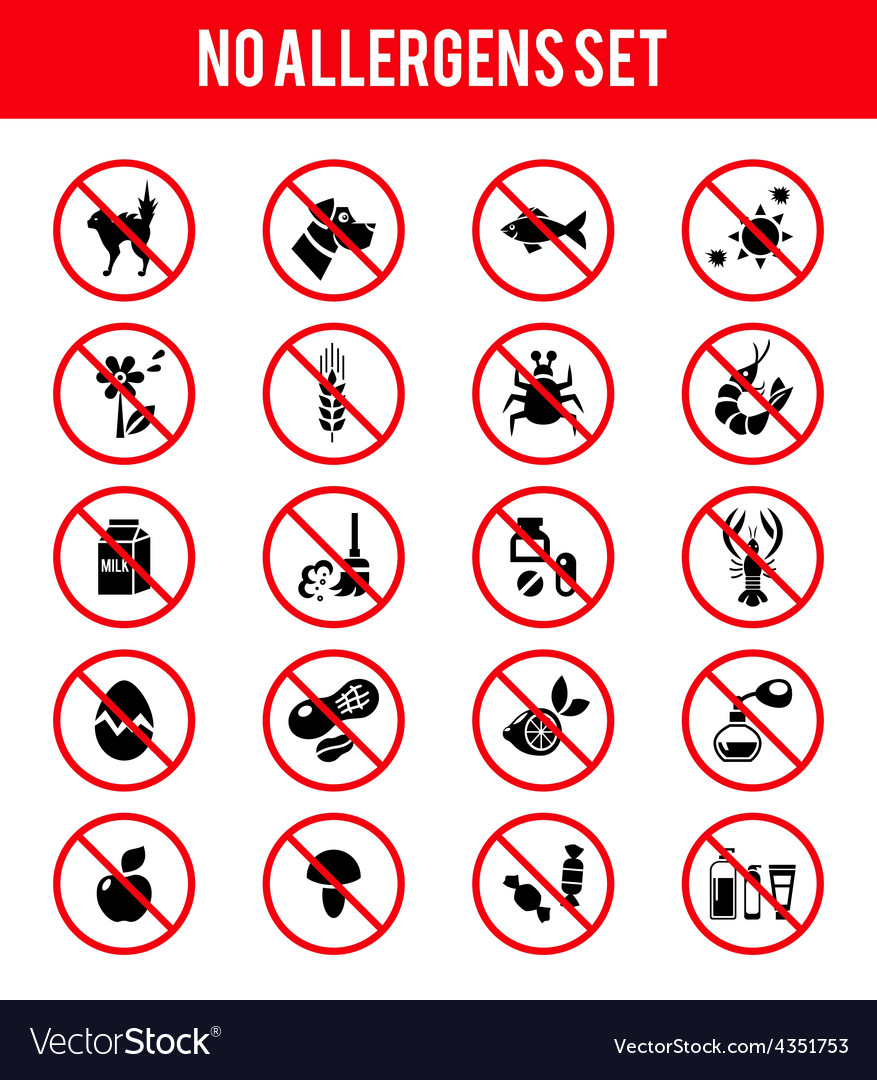 Allergen free products icons Royalty Free Vector Image Allergen free products icons Royalty Free Vector Image