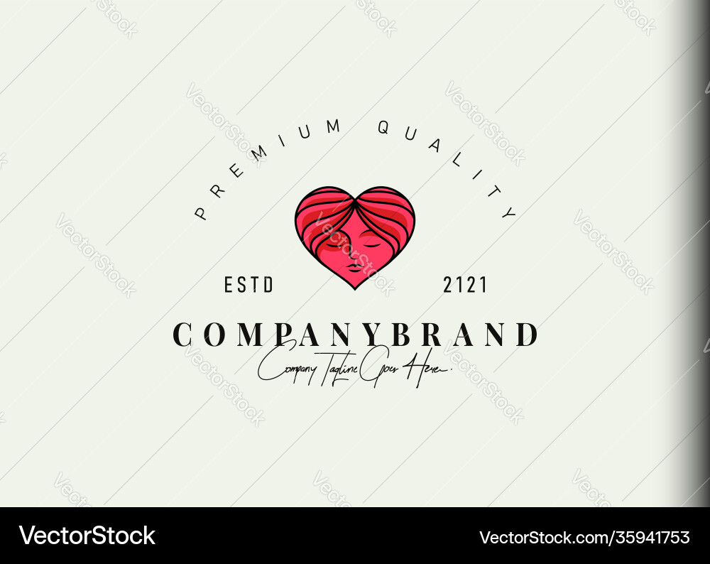 Beautiful heart face logo design Royalty Free Vector Image
