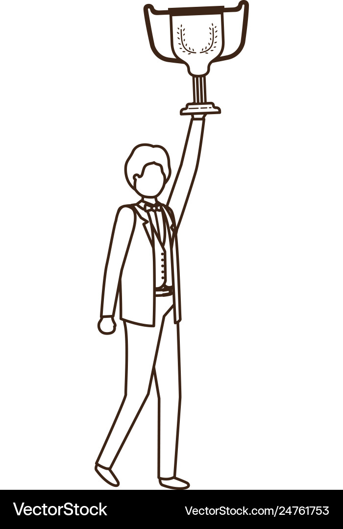 Businessman with trophy avatar character Vector Image