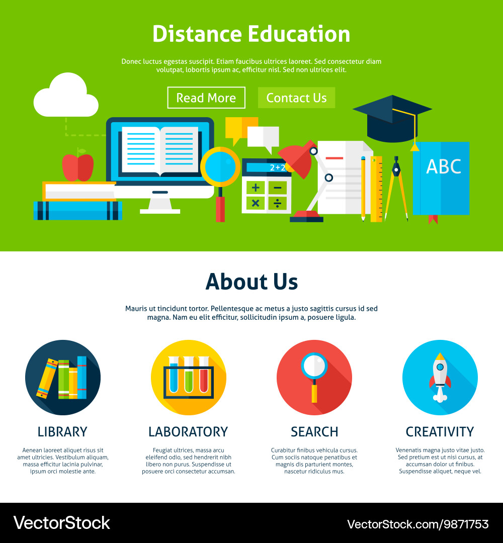 Distance education flat web design template Vector Image