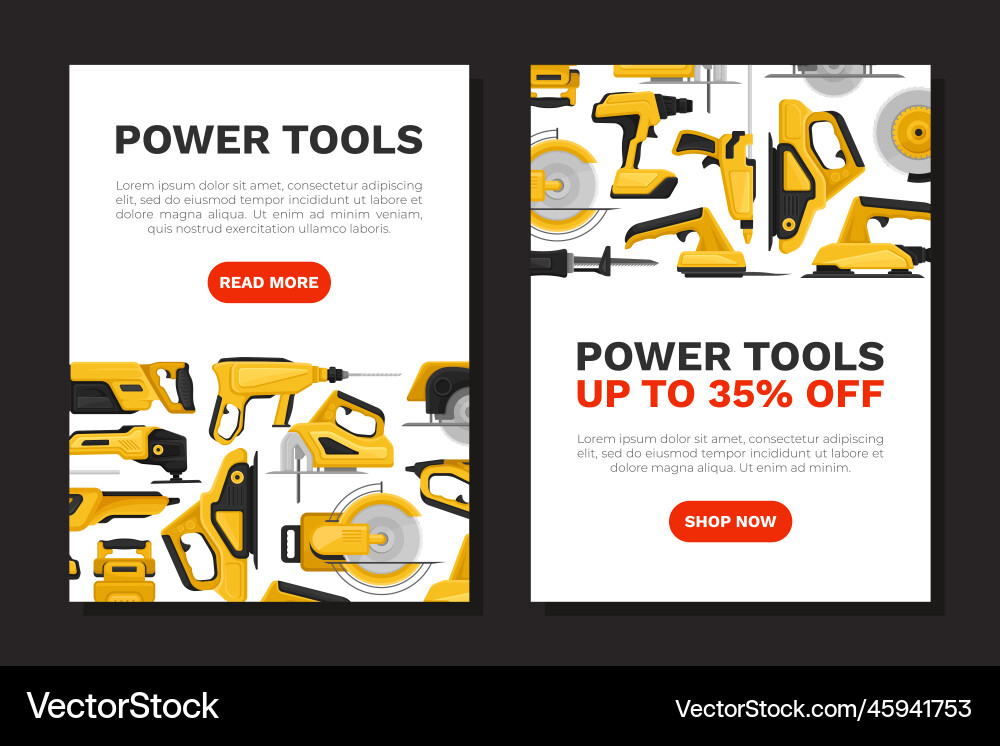 Power tools banner design with building instrument