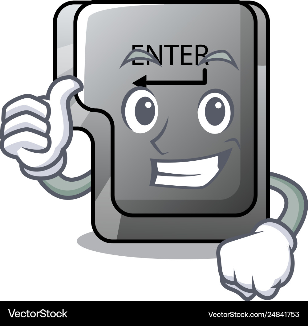 Thumbs up button enter on a keyboard character Vector Image