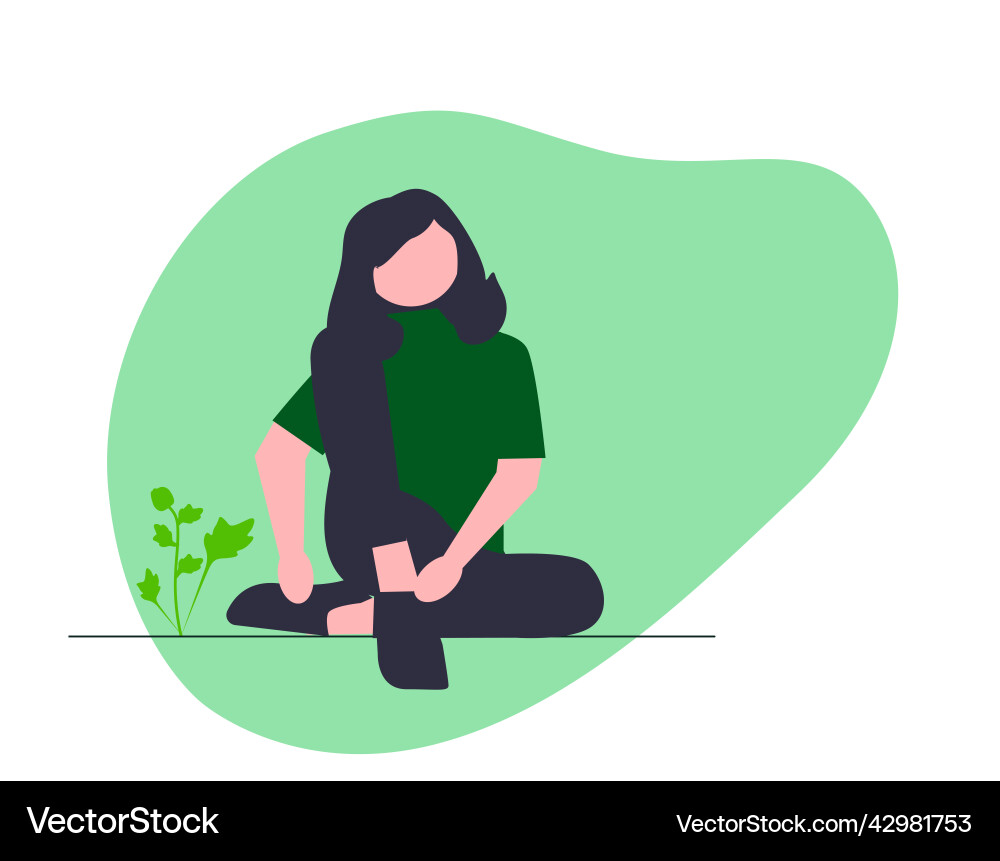 Young woman sitting alone Royalty Free Vector Image