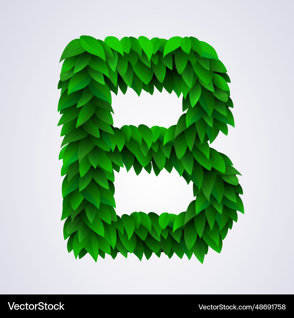 Alphabet letters made from fresh green leafs Vector Image