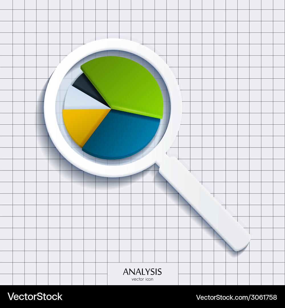 Analysis magnifying glass with business pie Vector Image