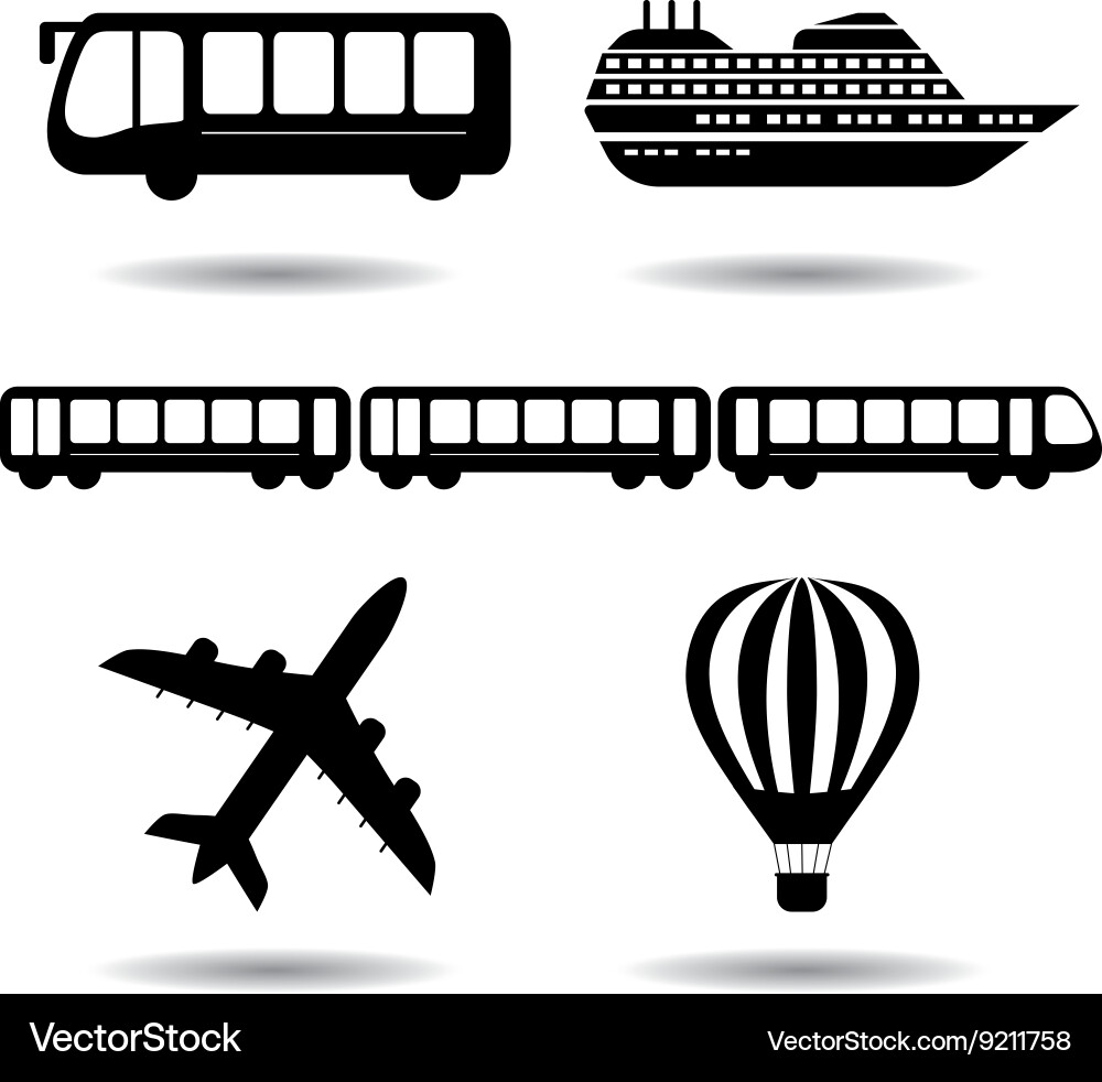 Black transport icons Royalty Free Vector Image