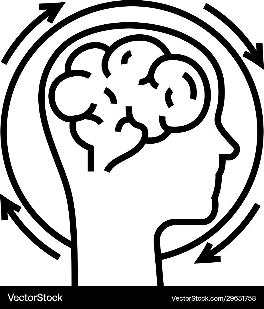 Brain decision line icon concept sign outline Vector Image
