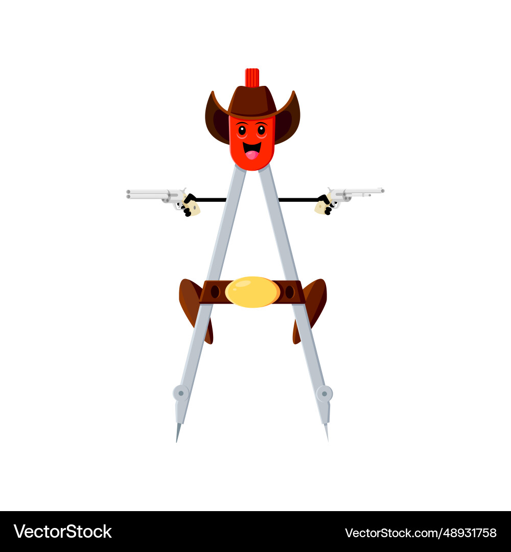 Cartoon compass school supply cowboy divider Vector Image