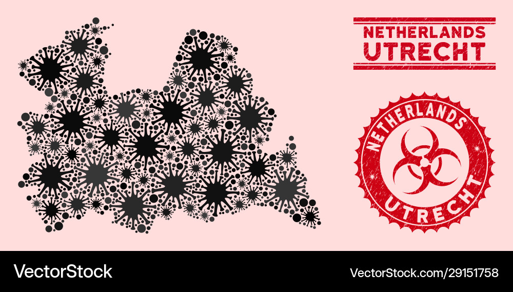 Coronavirus collage utrecht province map Vector Image