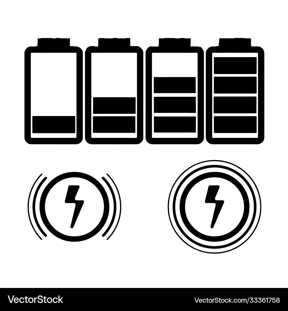 Different battery capacity charge icons with full Vector Image