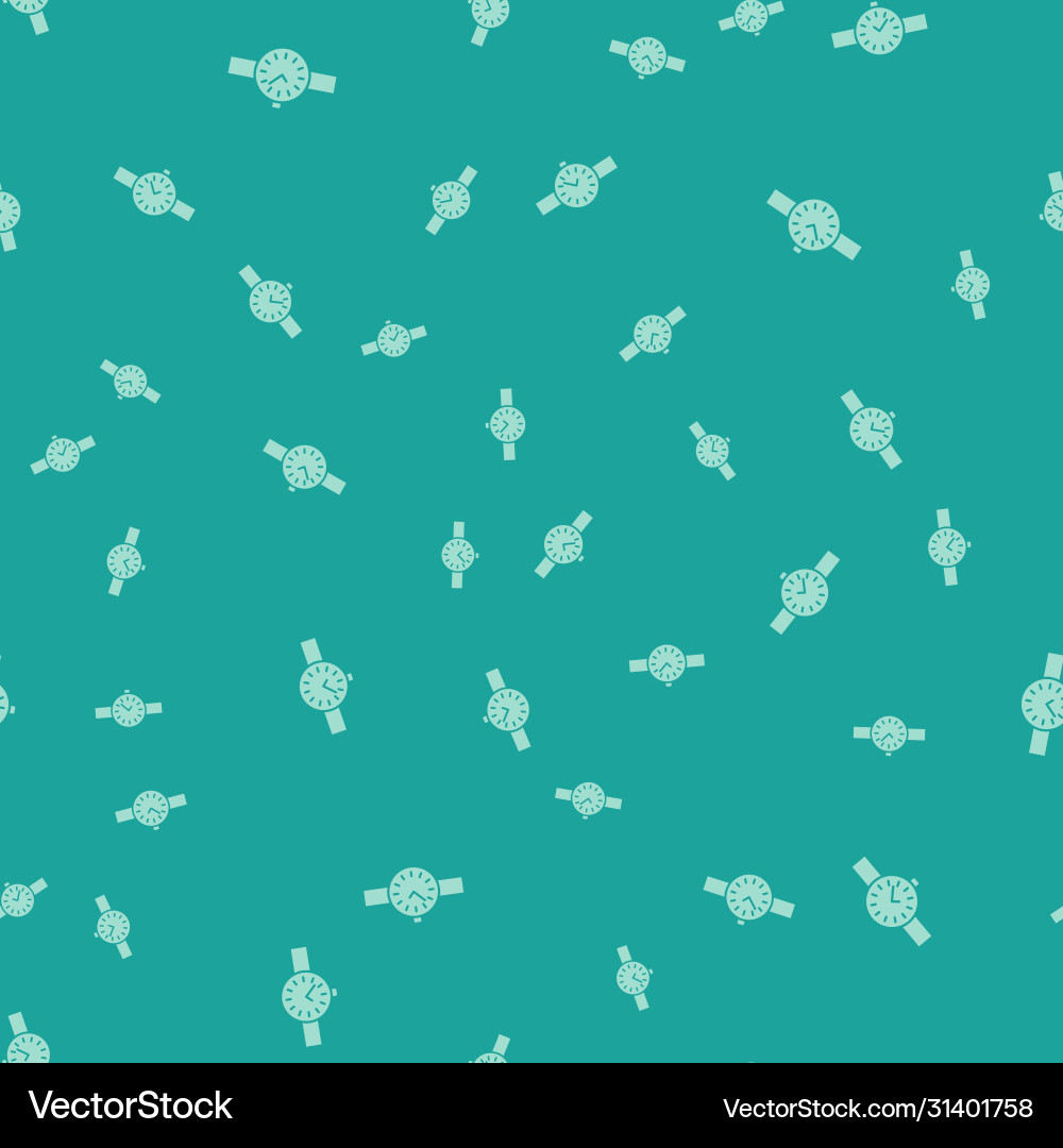 Green wrist watch icon isolated seamless pattern Vector Image
