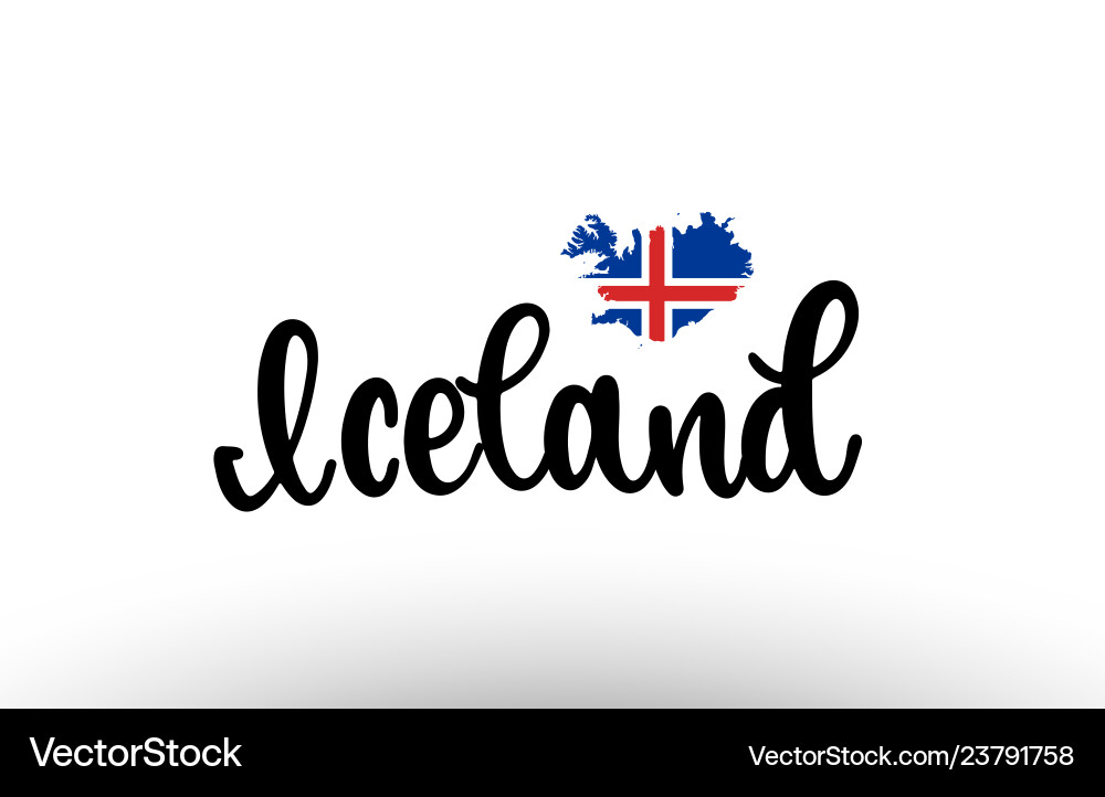 Iceland country big text with flag inside map Vector Image