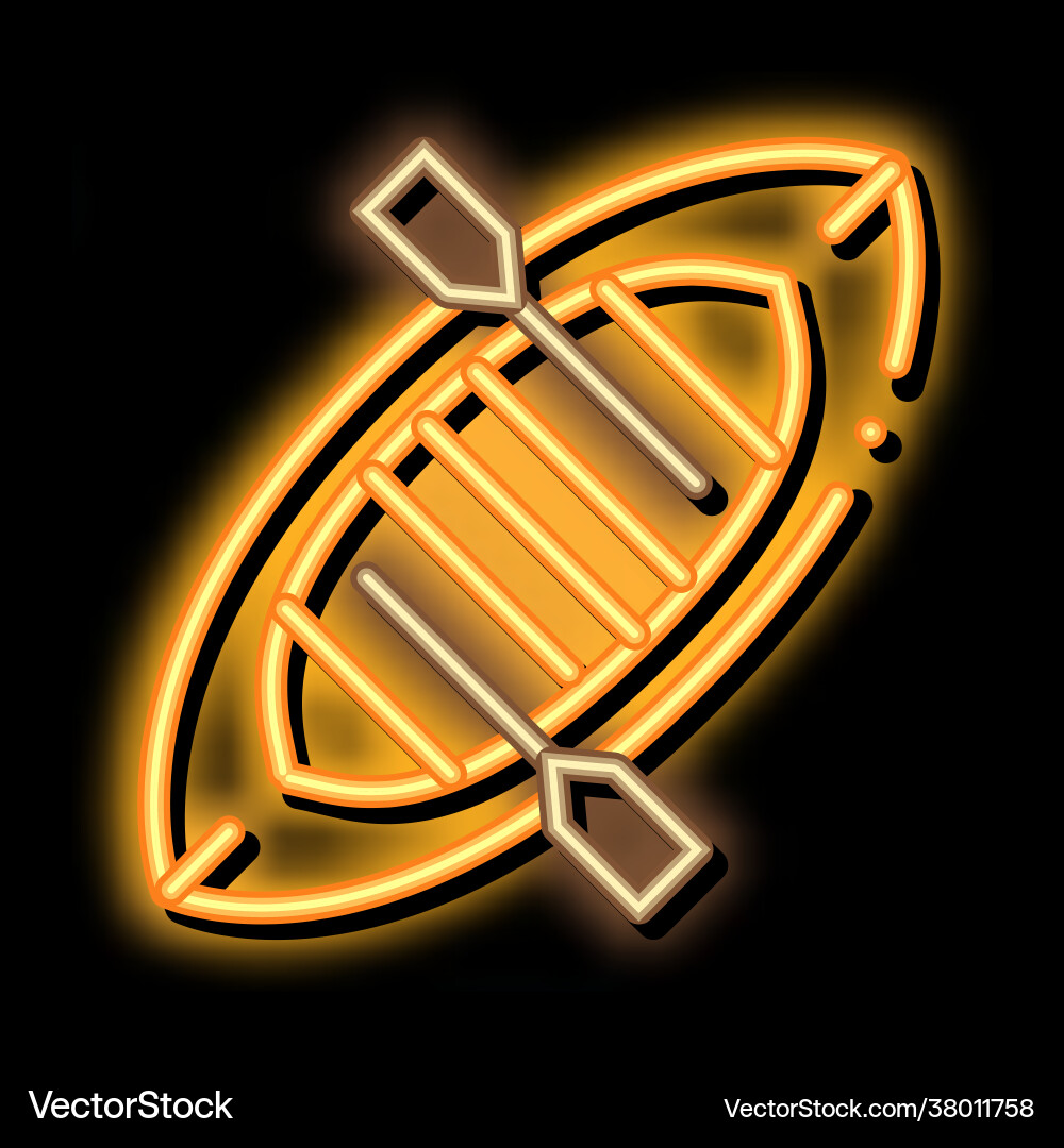 Inflatable boat canoeing neon glow icon Royalty Free Vector