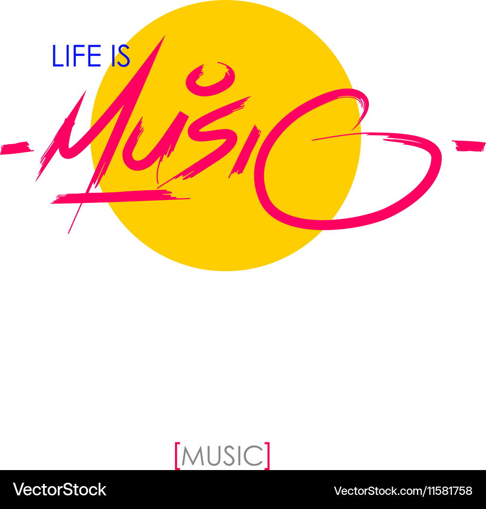 Music hand drawn letteringink Royalty Free Vector Image
