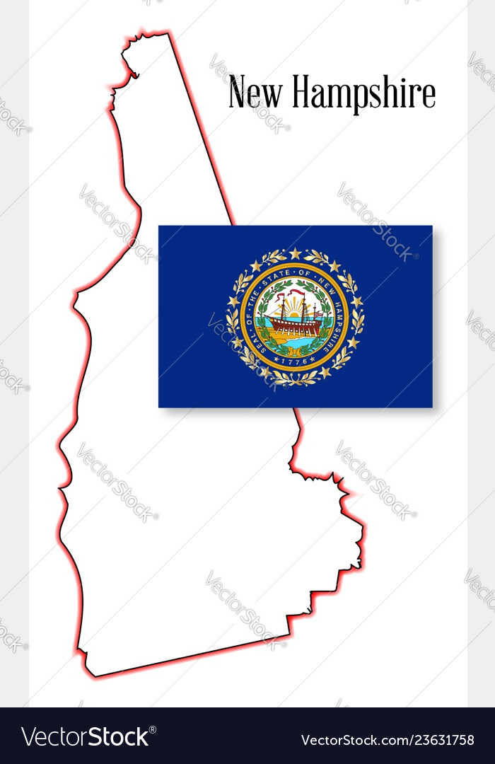 New hampshire state map and flag Royalty Free Vector Image