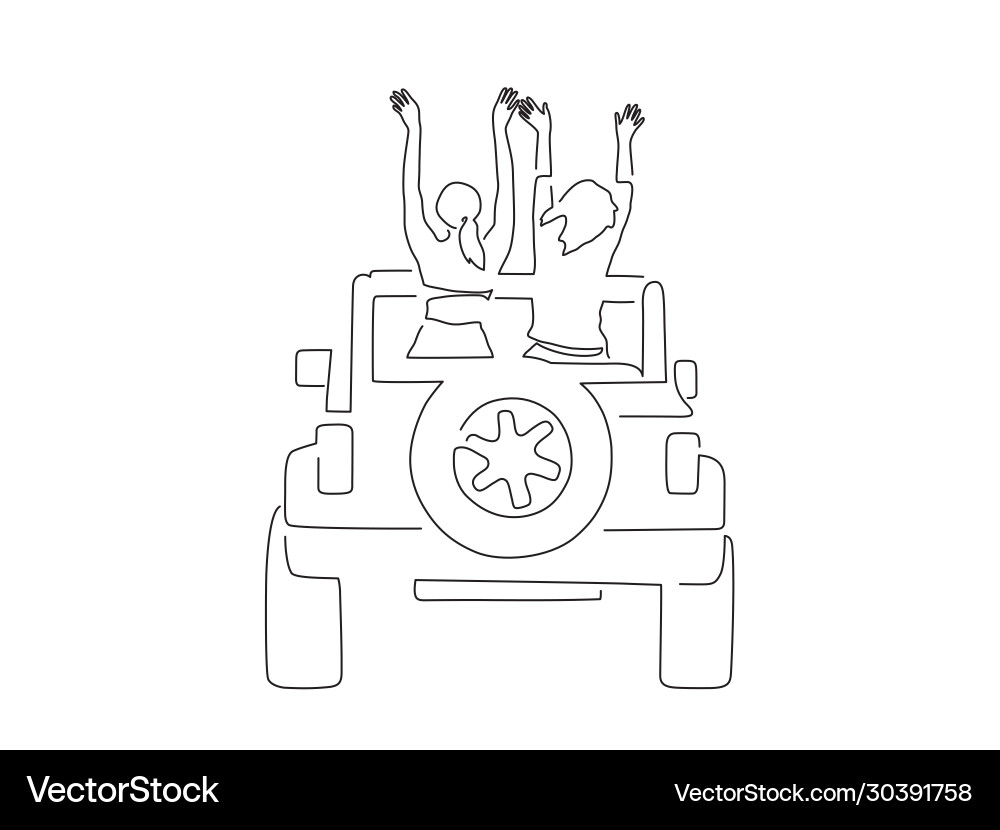People on holidays line drawing Royalty Free Vector Image