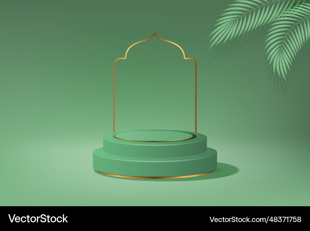 Ramadan background green islamic 3d product Vector Image