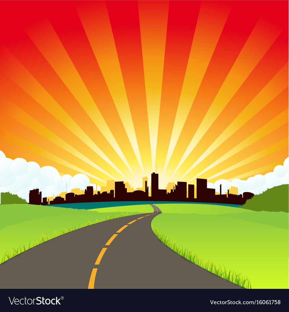 Road to the city Royalty Free Vector Image - VectorStock