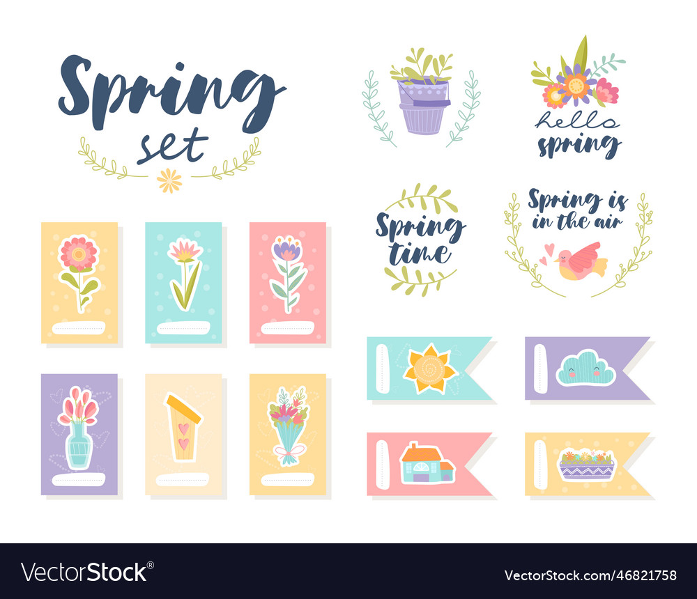 Spring elements set Royalty Free Vector Image - VectorStock