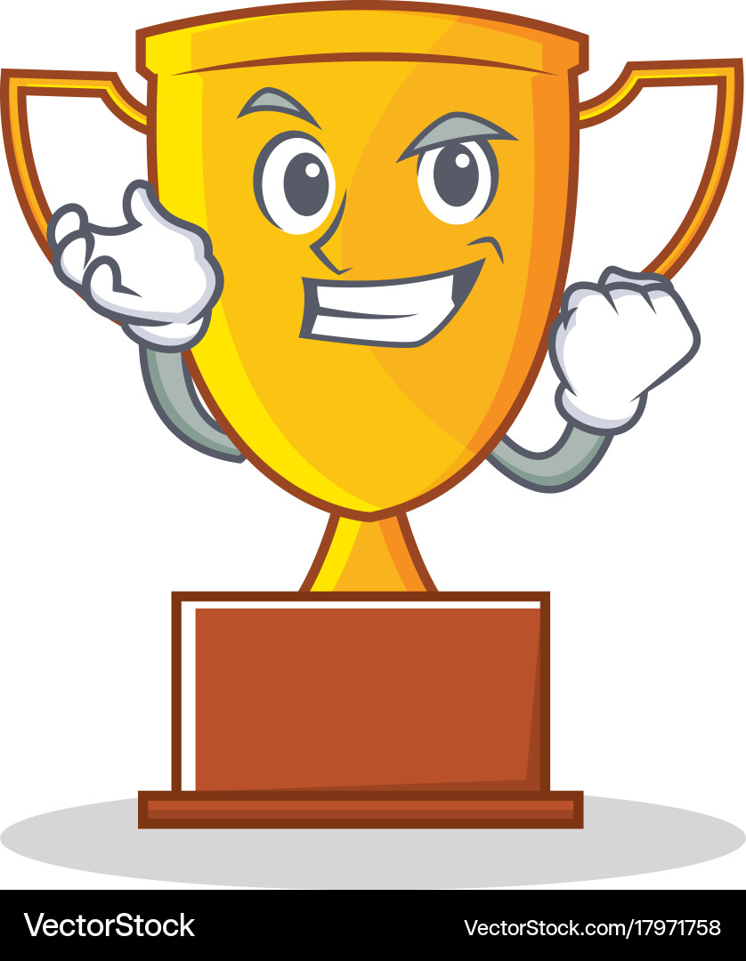 Successful trophy character cartoon style Vector Image