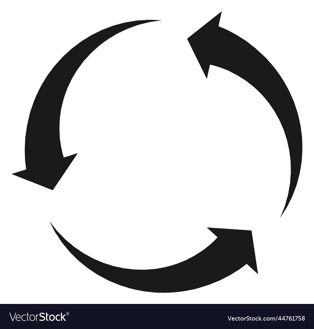 Three round arrows icon recycle black sign Vector Image