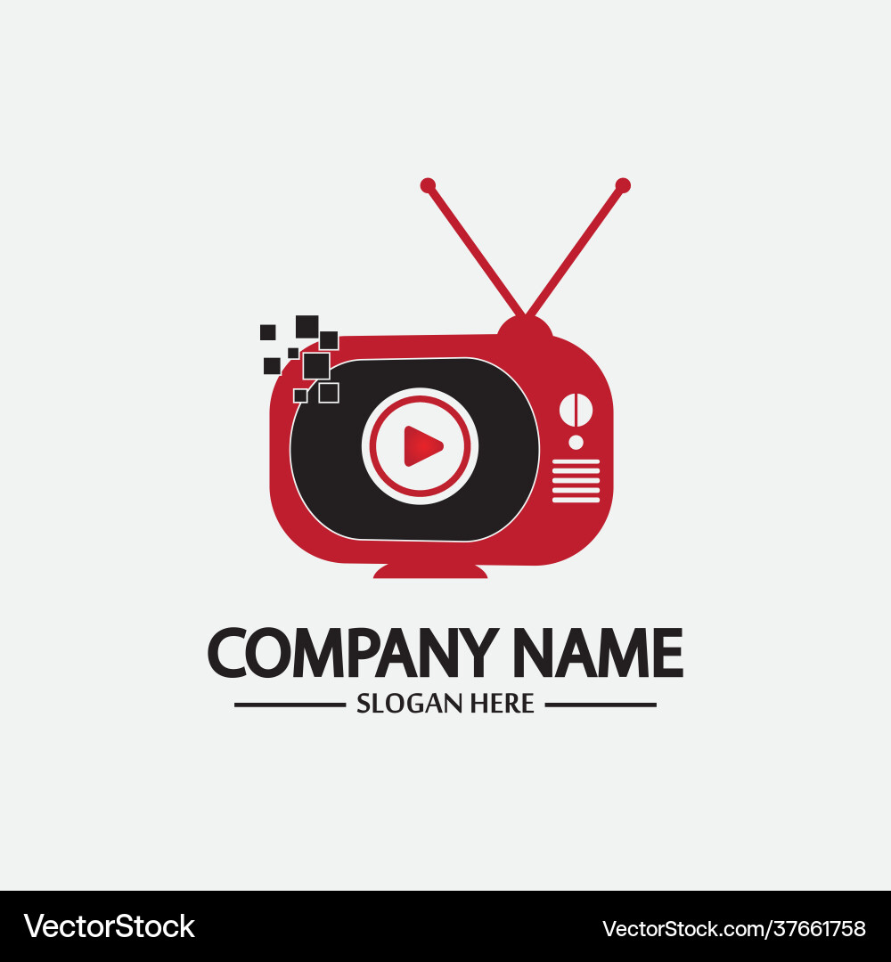 Tv logo design media technology symbol Royalty Free Vector