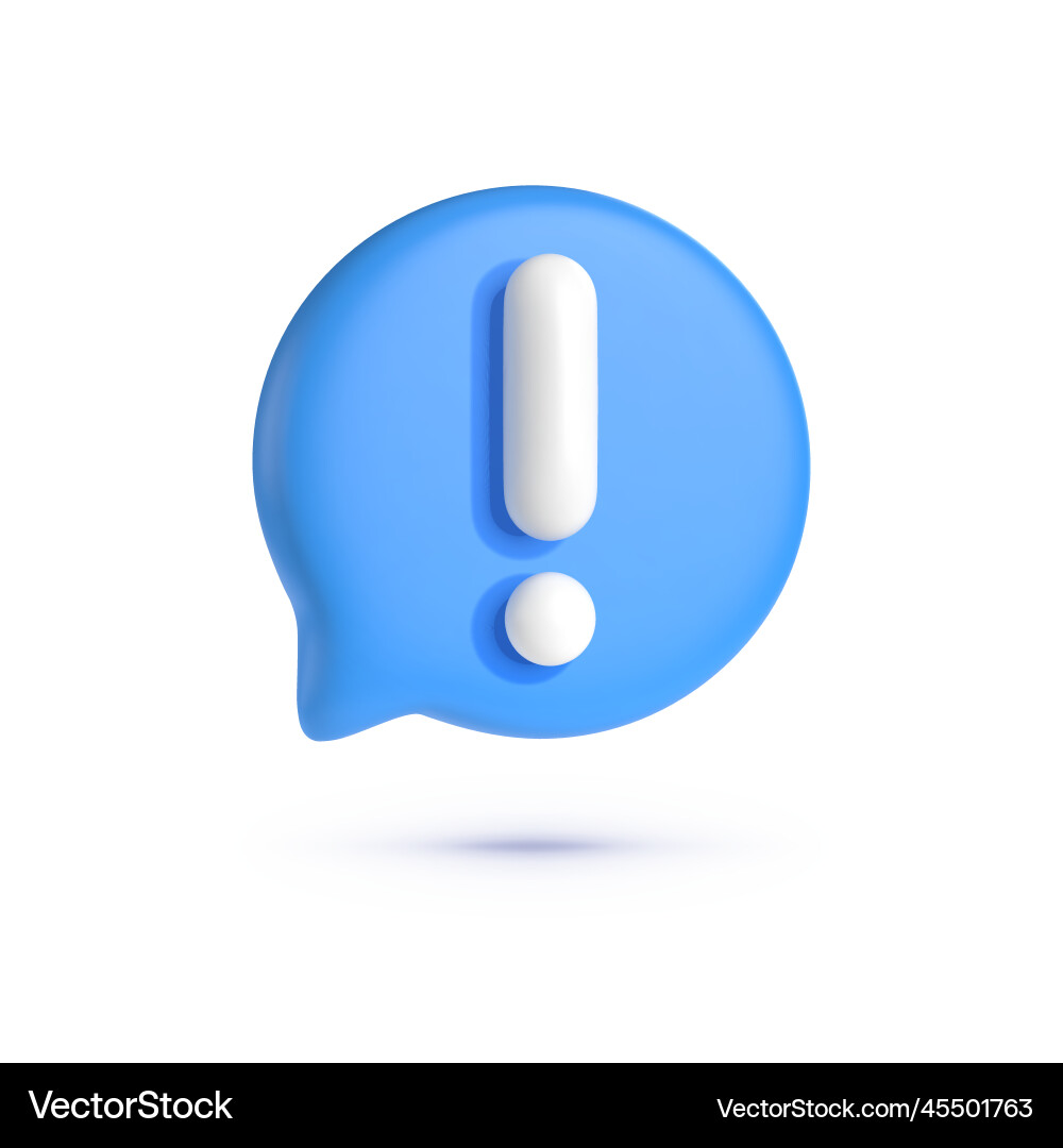 Blue exclamation mark symbol attention sign 3d Vector Image