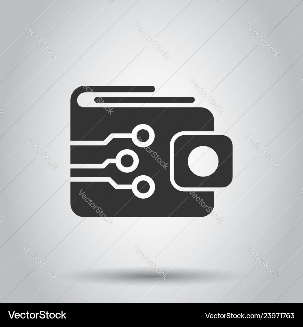 Digital wallet icon in flat style crypto bag Vector Image