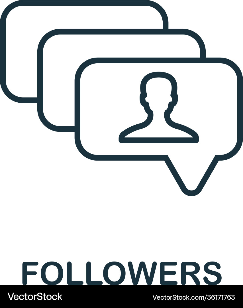 Followers icon outline style thin design from Vector Image
