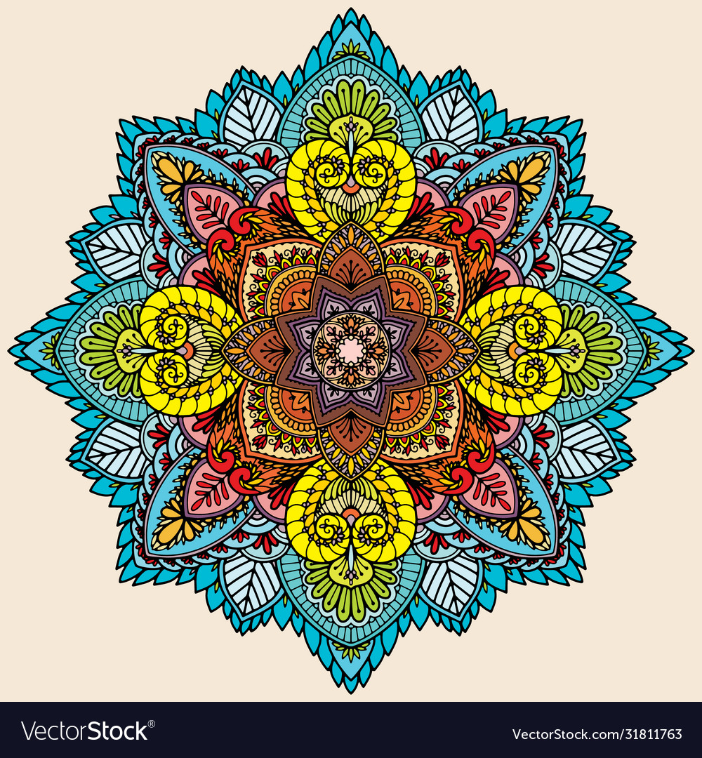 Hand drawn doodle mandala floral mandala in Vector Image