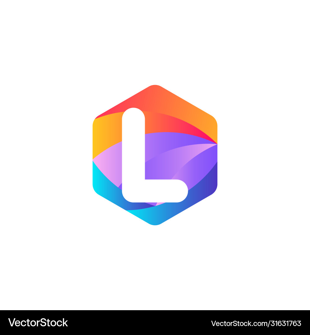 L letter hexagon logo design Royalty Free Vector Image