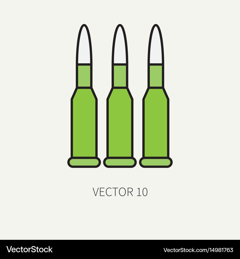 Line flat color military icon ammunition Vector Image