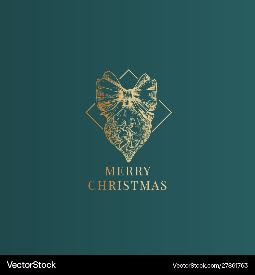 Merry christmas abstract classy label sign Vector Image