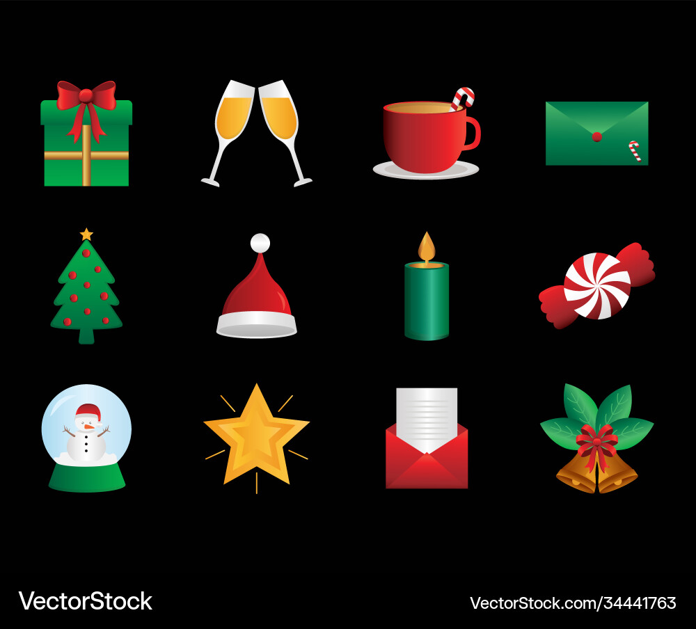 Merry christmas set icons design Royalty Free Vector Image