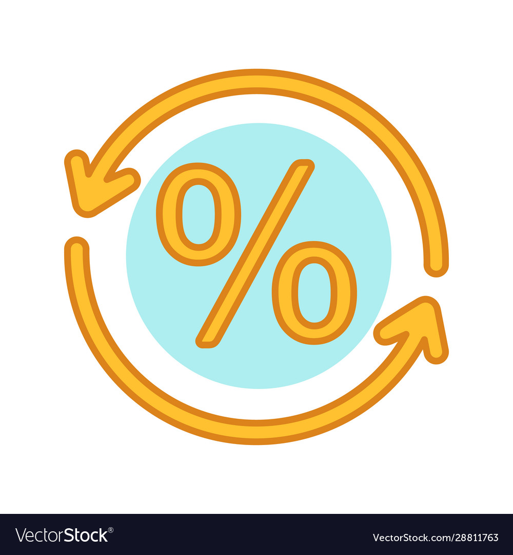 Percent conversion color icon Royalty Free Vector Image