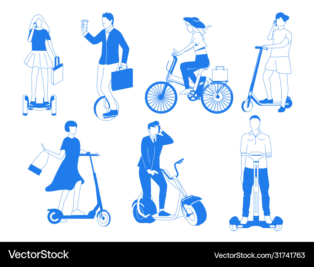 Personal mobility electric transport with bicycle Vector Image