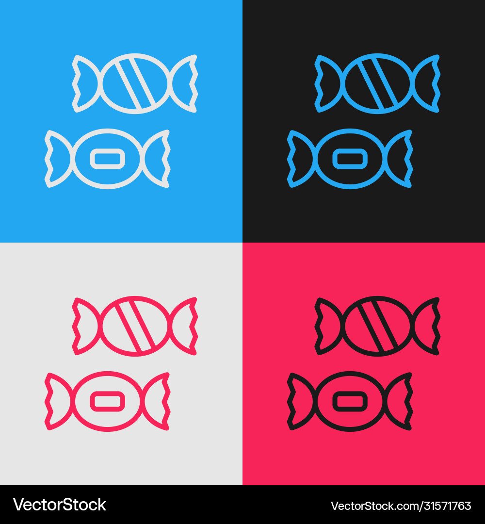 Pop art line candy icon isolated on color Vector Image