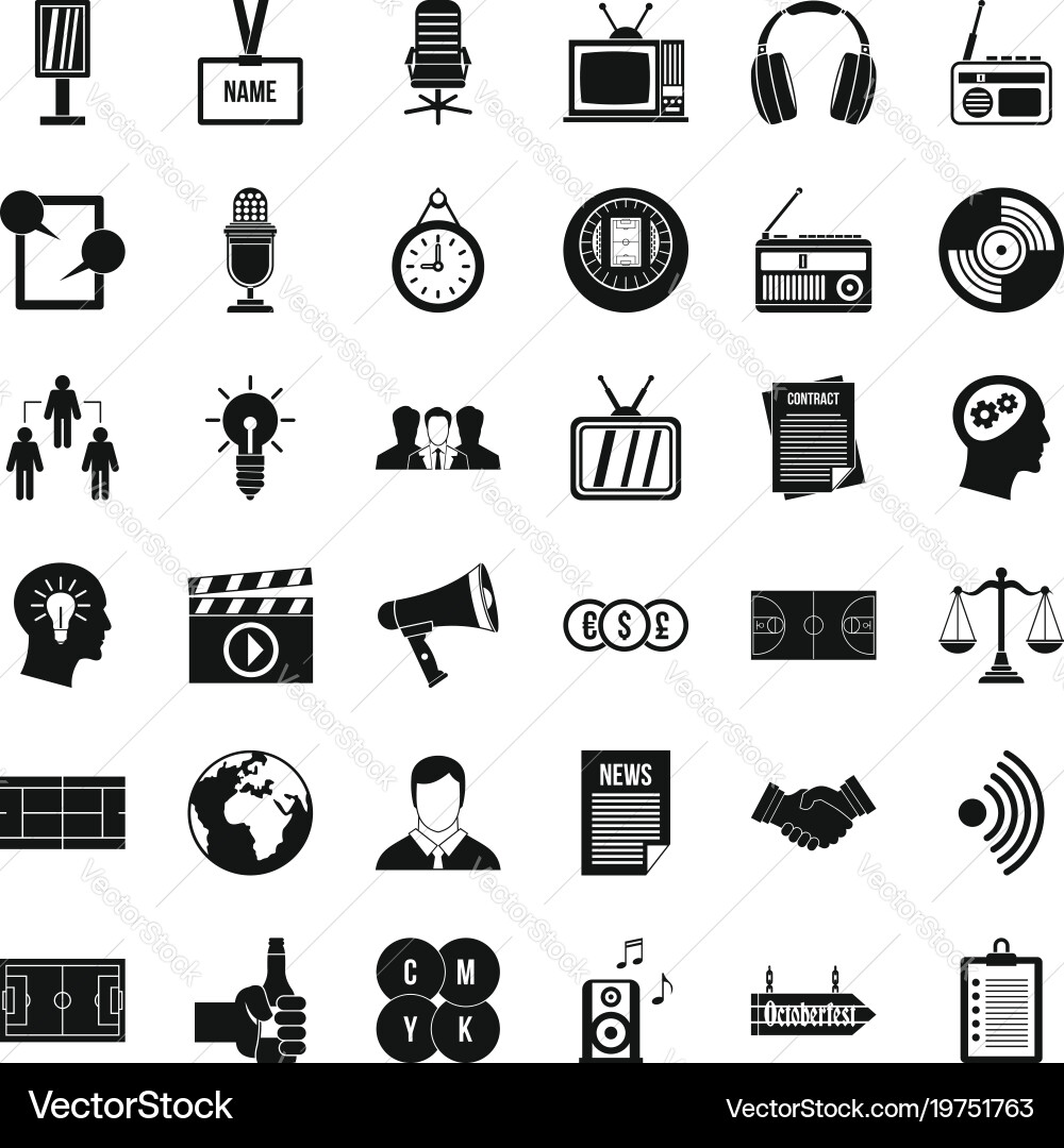 Service channel icons set simple style Royalty Free Vector