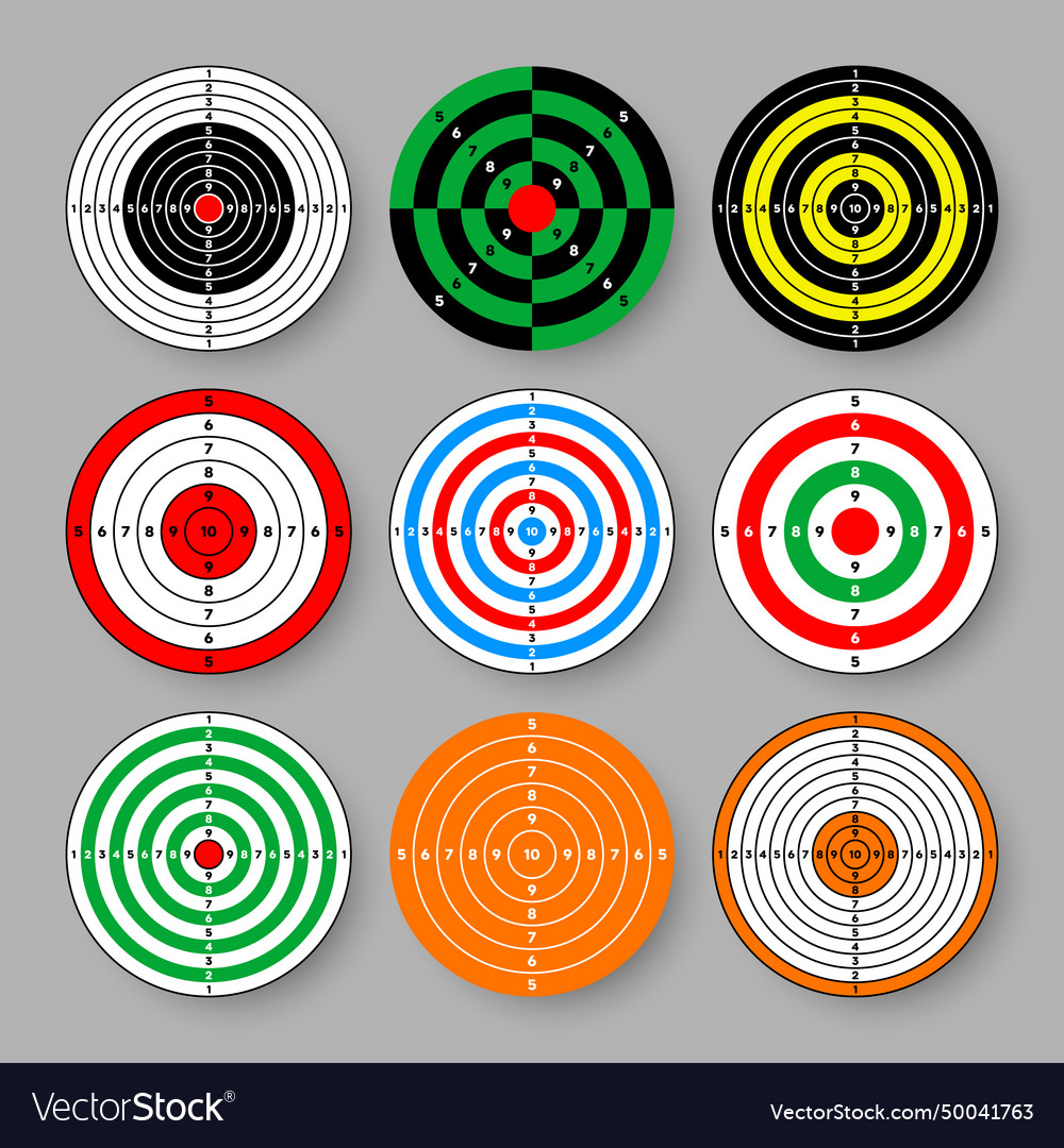 Shooting Range Paper Targets Round Target Vector Image