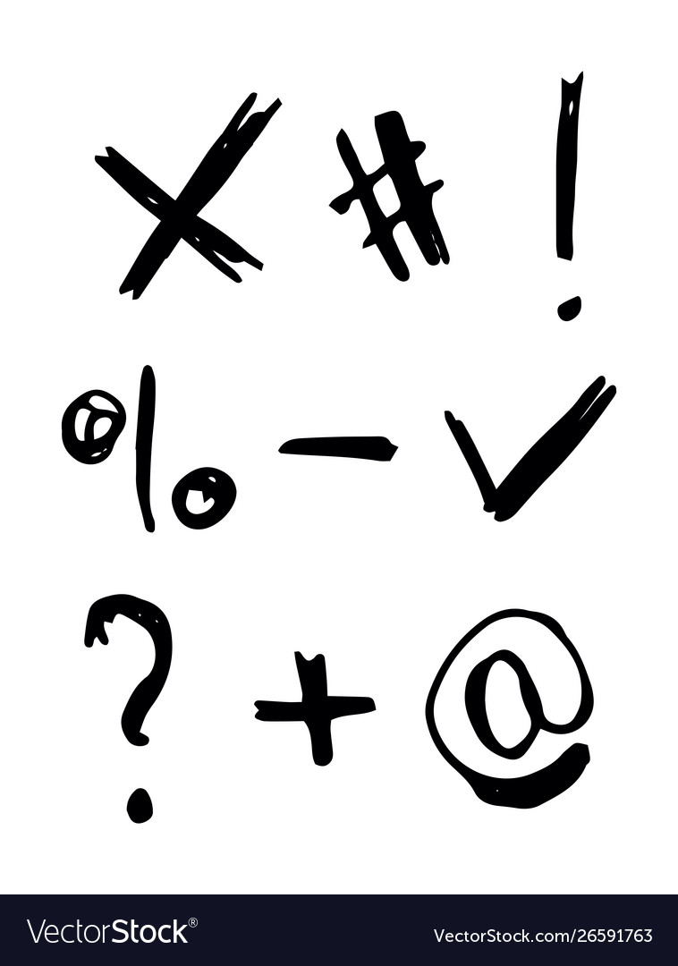 Signs set handwritten doodle black and white Vector Image